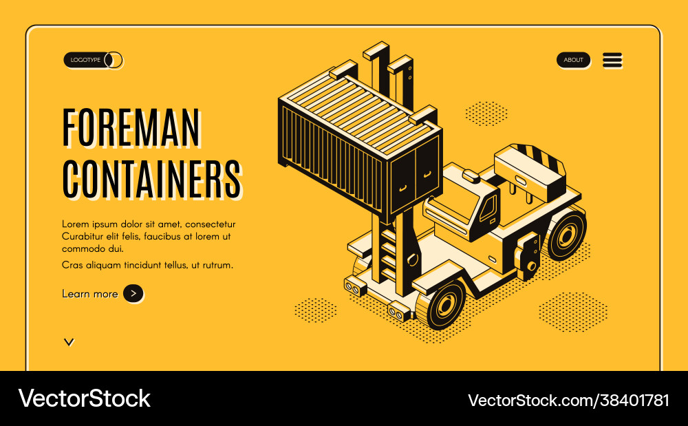 Shipping container delivery service webpage Vector Image