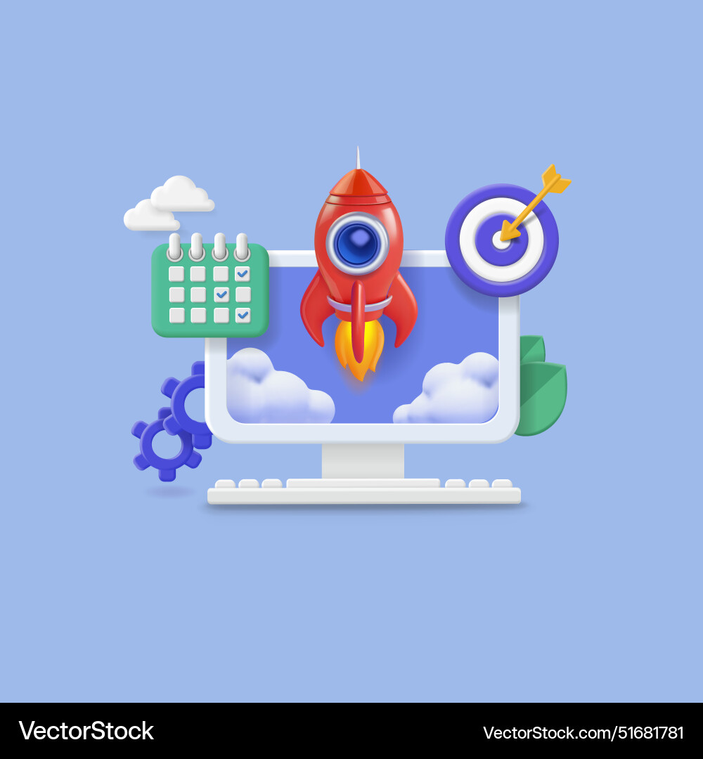 Successful launch of startup space rocket start Vector Image