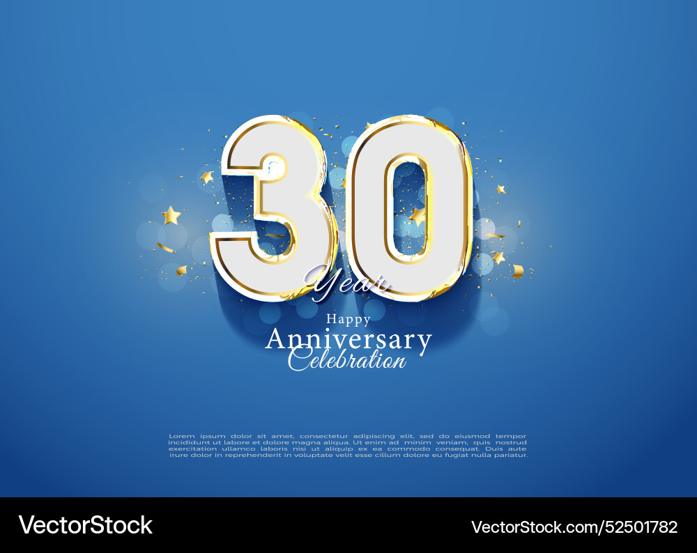 30th anniversary with beautiful transparent small Vector Image