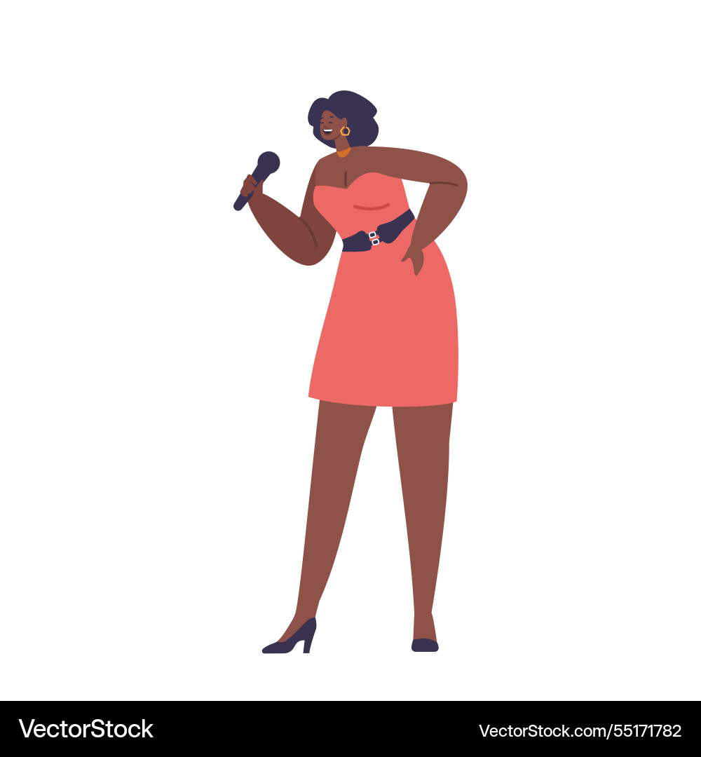 African woman singer on stage with microphone Vector Image