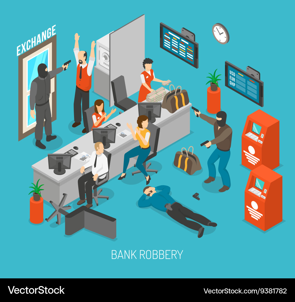 Bank robbery Royalty Free Vector Image - VectorStock