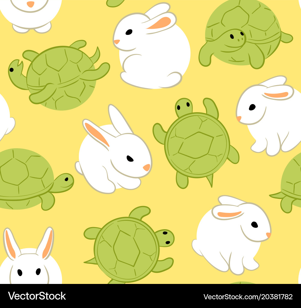 Cute Hare and Tortoise Pattern Royalty Free Vector Image