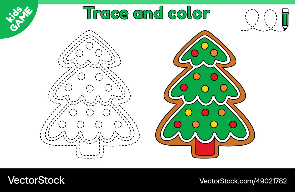 Game connect dotted lines and draw a gingerbread Vector Image