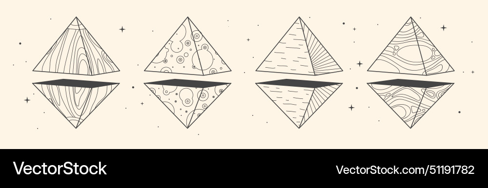 Modern magic witchcraft cards with pyramids Vector Image