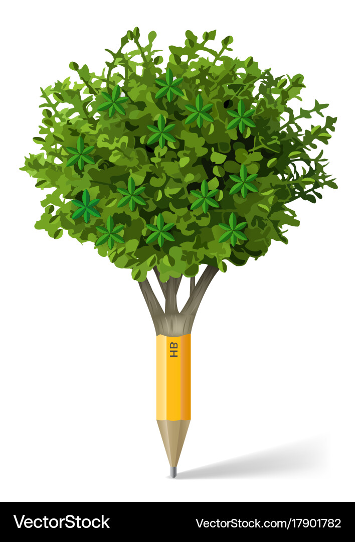 Pencil in the form of a tree Royalty Free Vector Image
