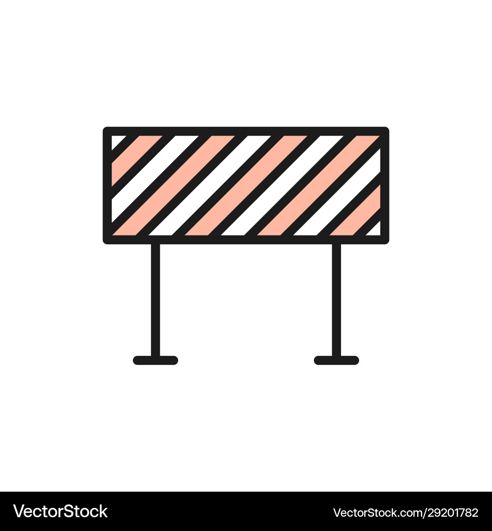 Road barrier roadblock borderline flat color Vector Image