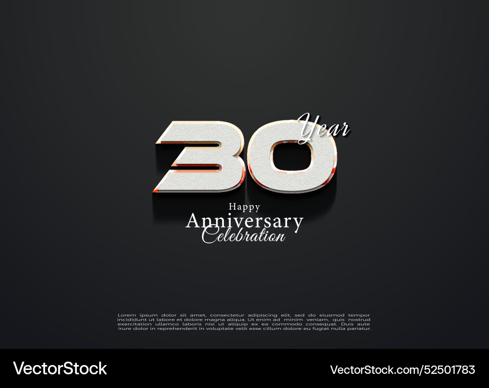 30th anniversary with a simple concept and soft Vector Image