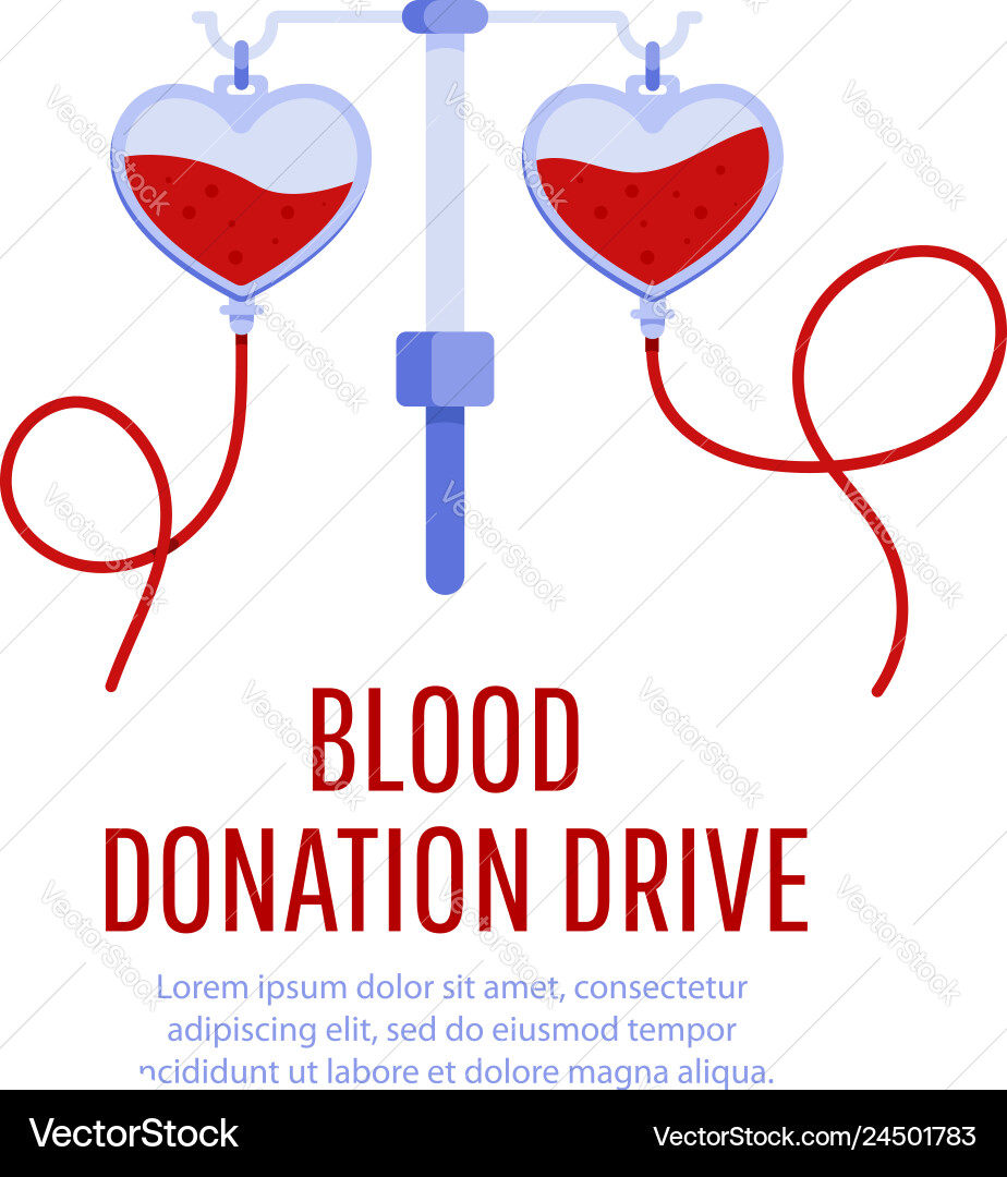 Blood donation drive design poster Royalty Free Vector Image