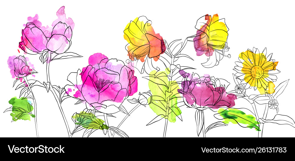 Drawing flowers Royalty Free Vector Image - VectorStock