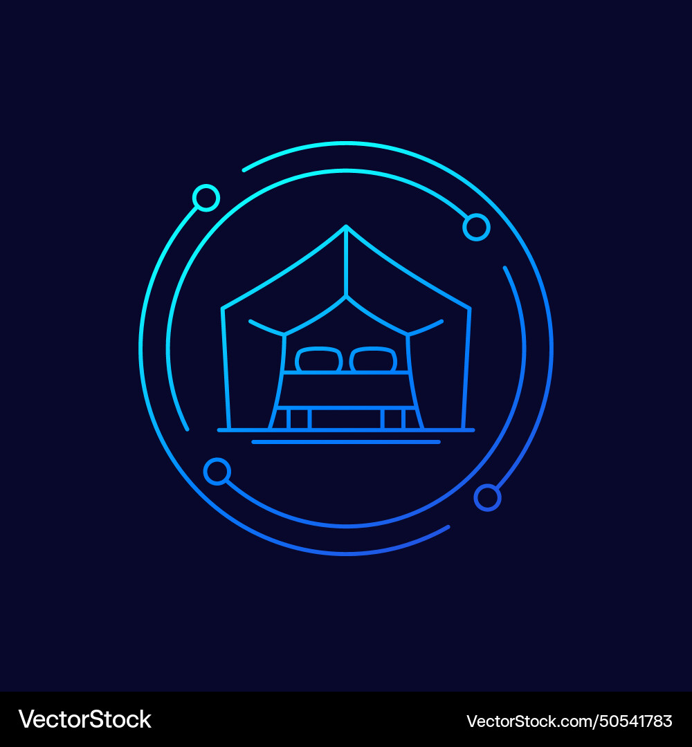 Glamping icon with a tent linear design Royalty Free Vector