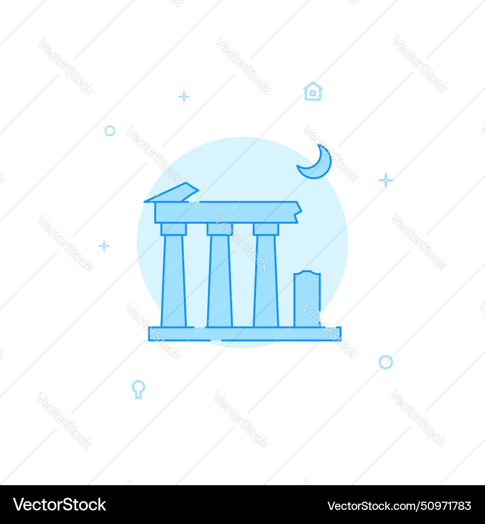 Greek parthenon flat icon filled line style blue Vector Image