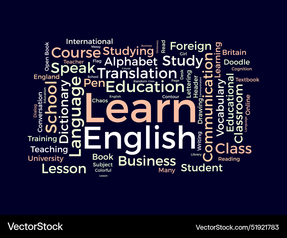 Learn english wordcloud template education Vector Image