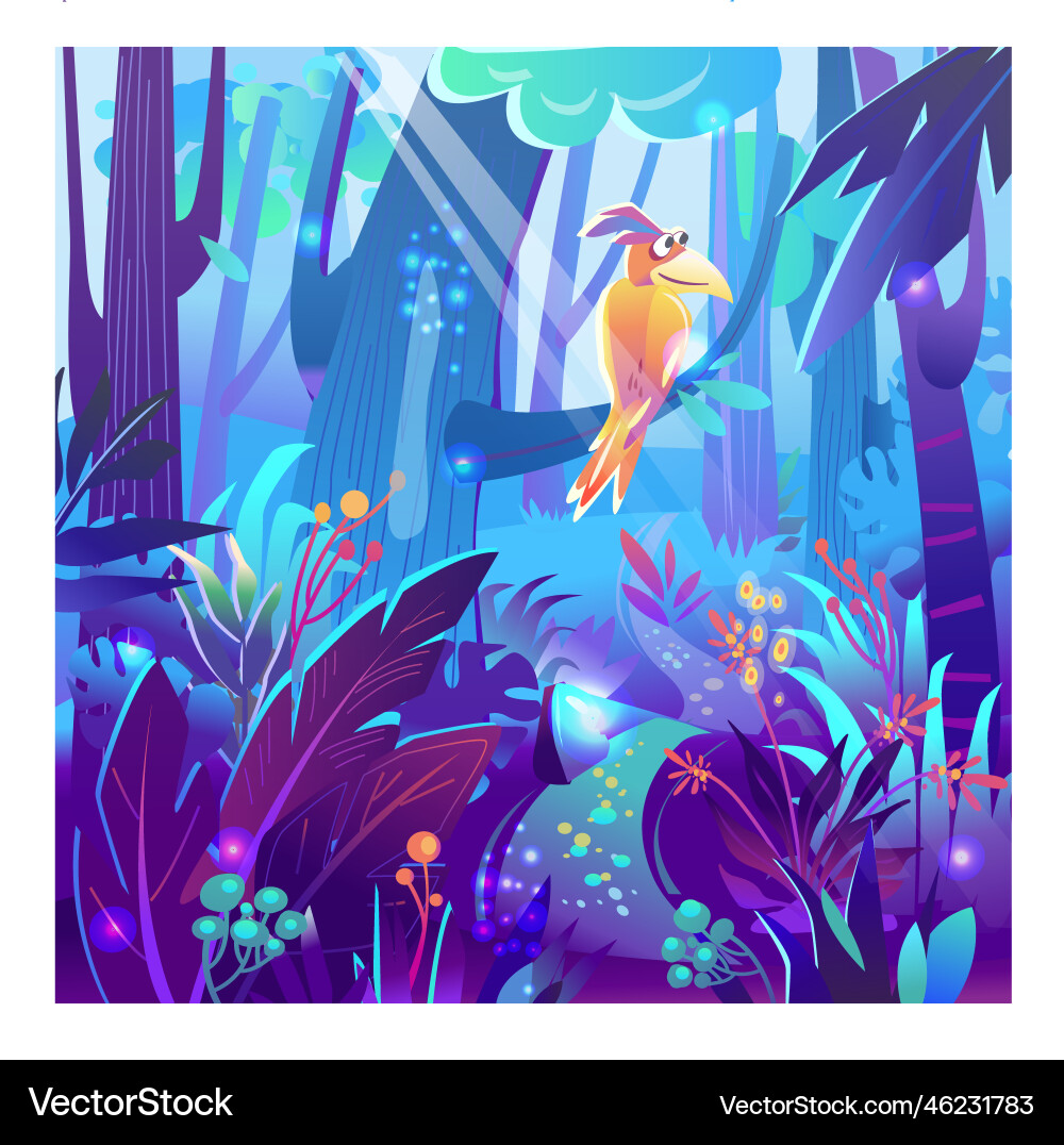 Magical forest background Royalty Free Vector Image