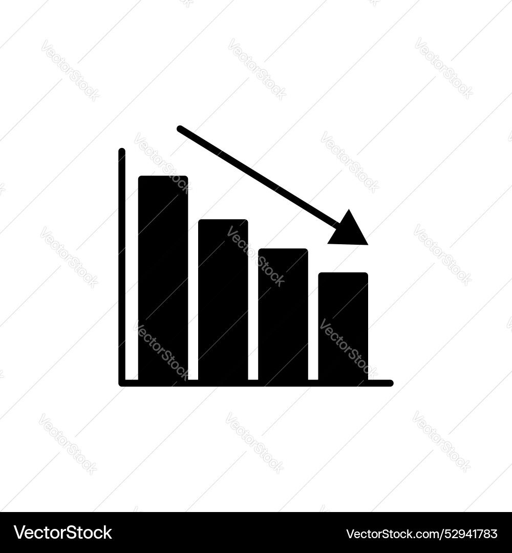 Reduction chart icon set downward graph symbol Vector Image