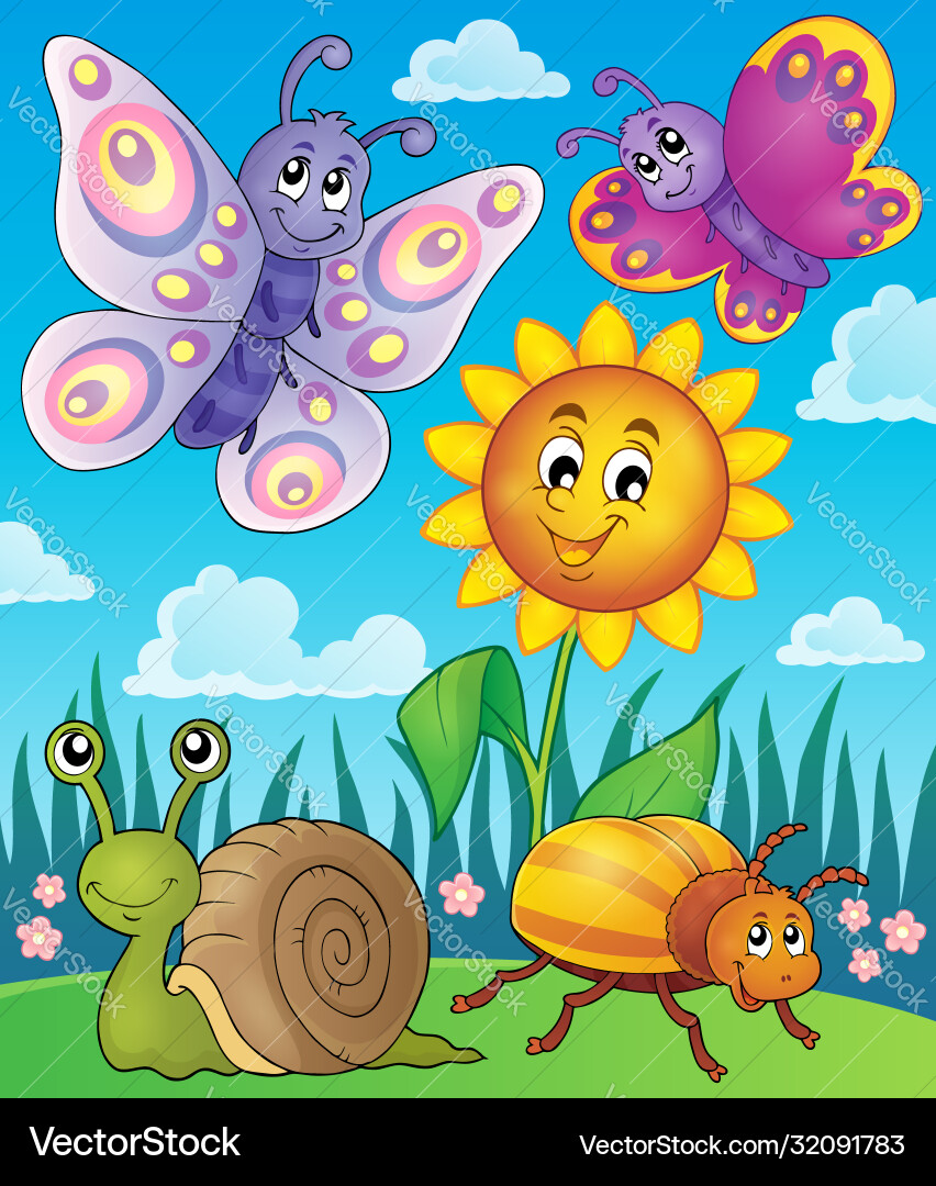Spring animals and insect theme image 3 Royalty Free Vector
