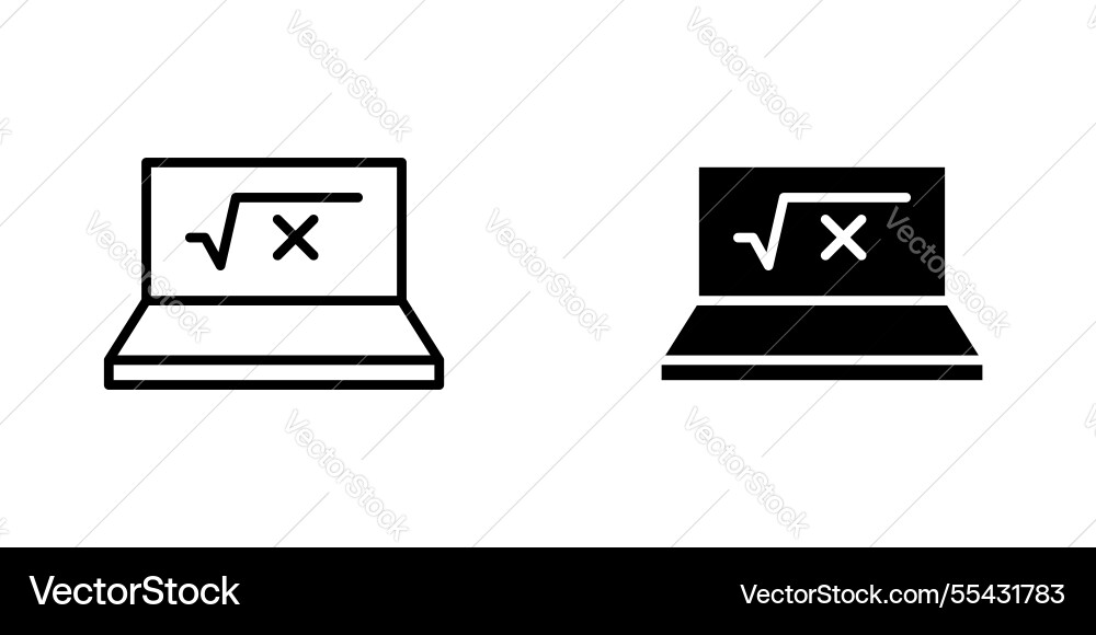 Square root icons set in filled and strokes Vector Image