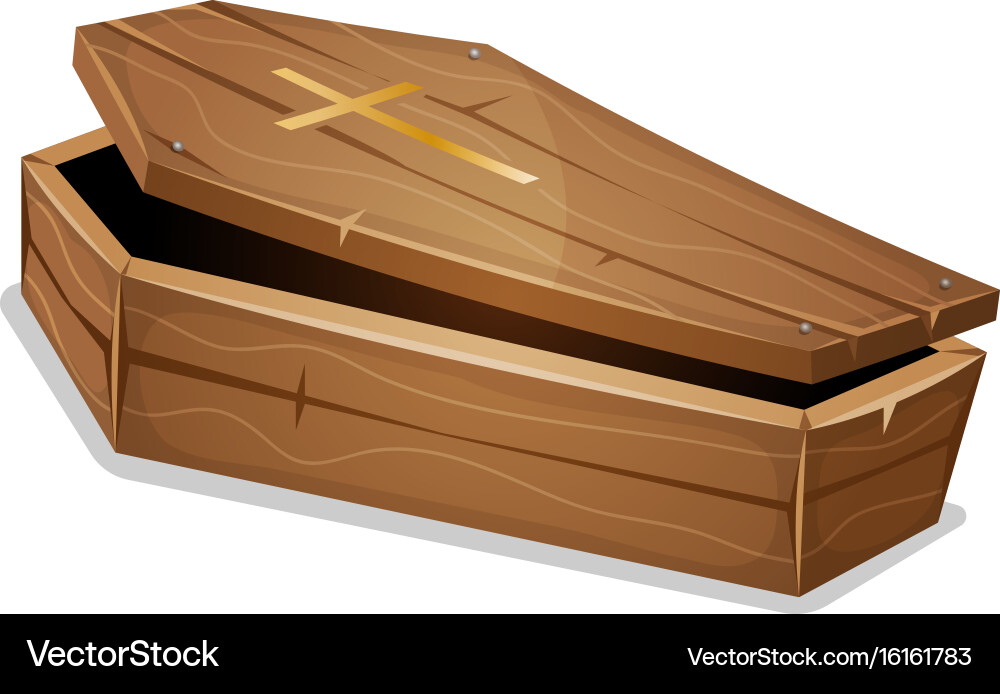 Wood coffin with christian cross Royalty Free Vector Image