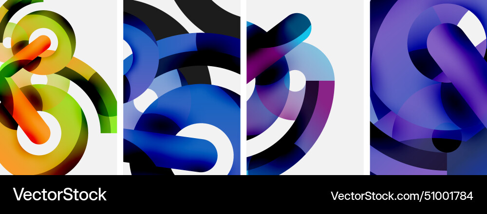 A collage of four different colored swirls Vector Image