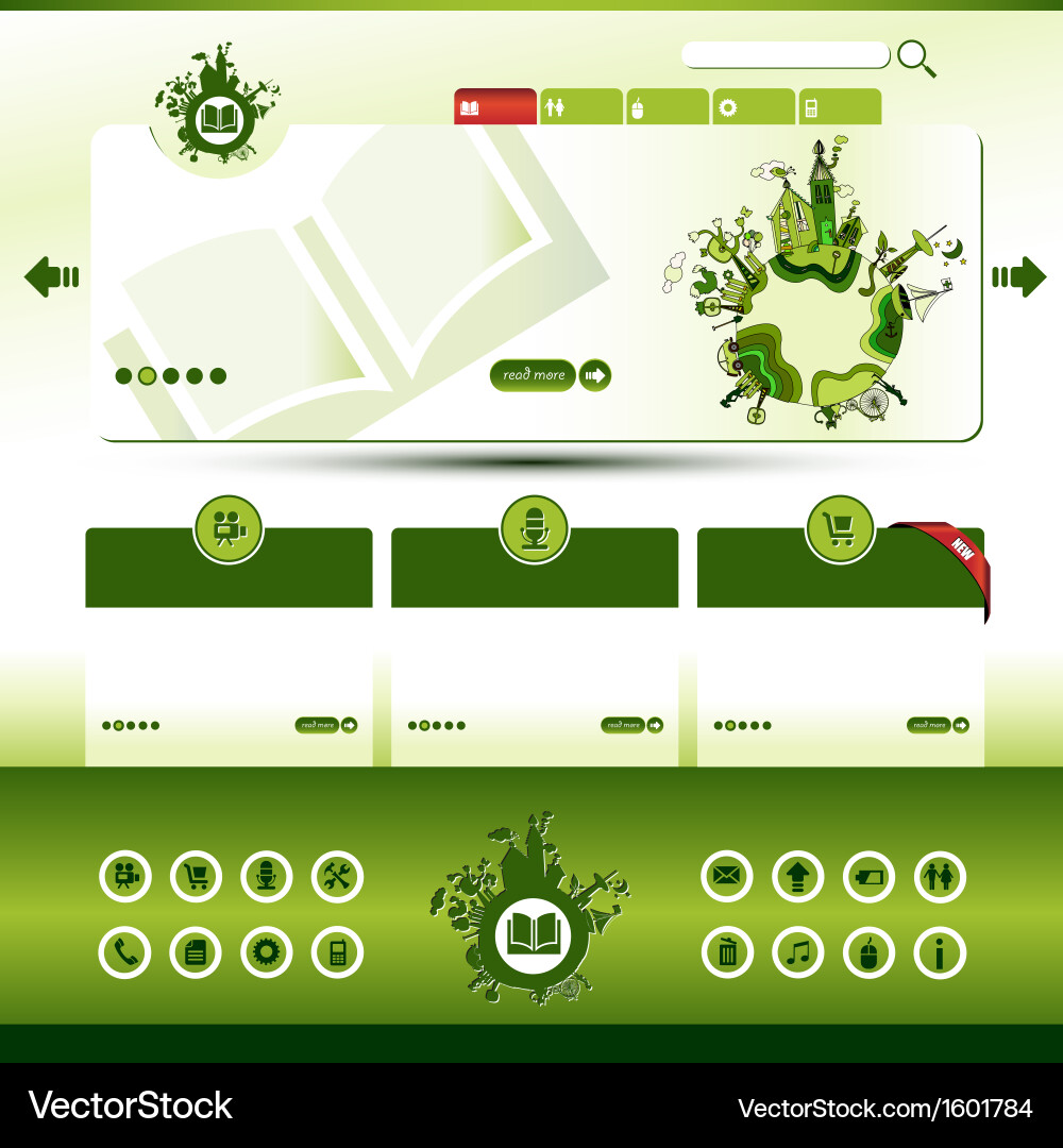 Green eco website template Royalty Free Vector Image