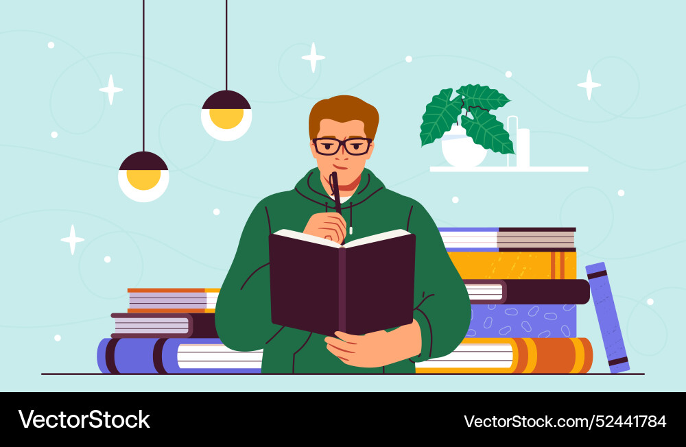 Man studying concept young guy in glasses Vector Image