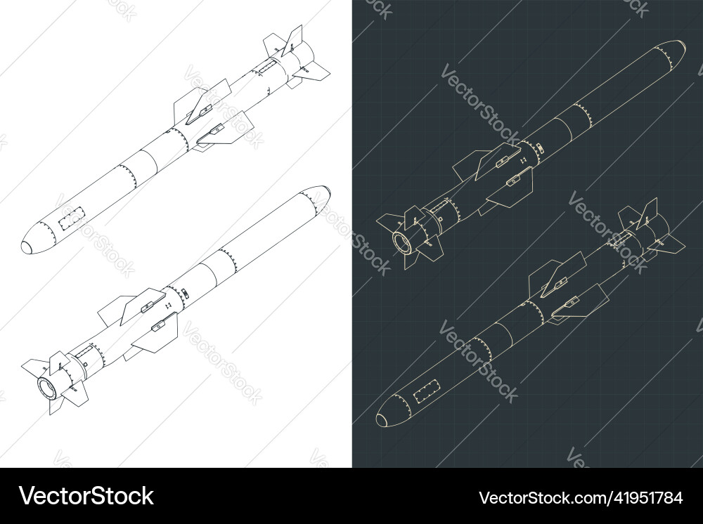 Missile isometric blueprints Royalty Free Vector Image