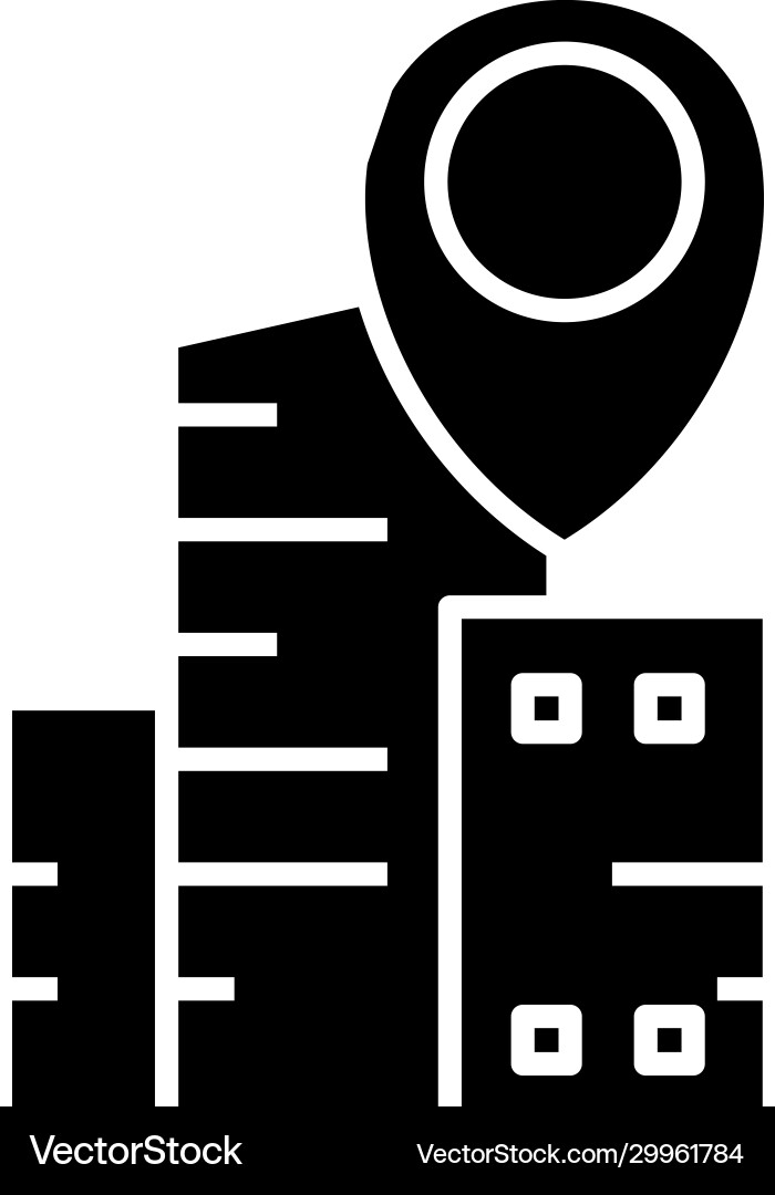 Office address black icon concept Royalty Free Vector Image