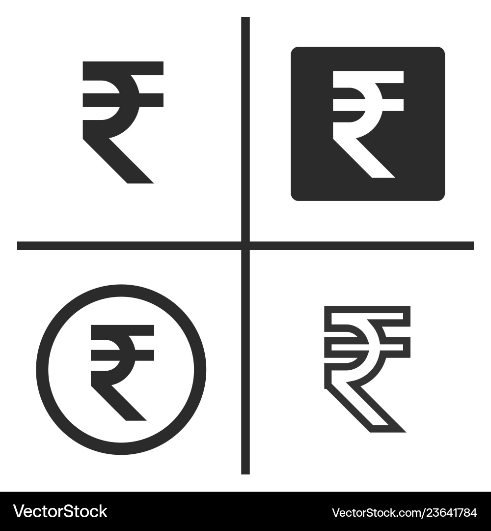 Rupee currency symbol set Royalty Free Vector Image