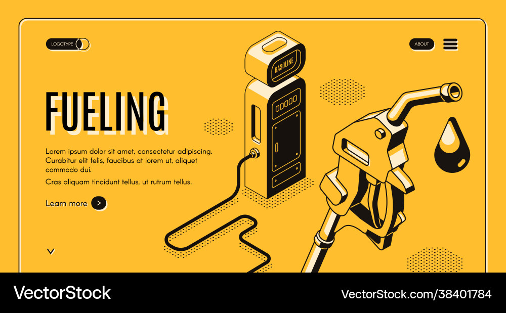 Site template with fueling gas station Royalty Free Vector