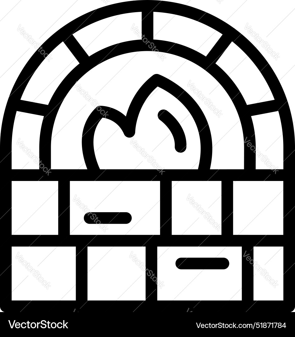 Traditional brick oven burning wood for baking Vector Image