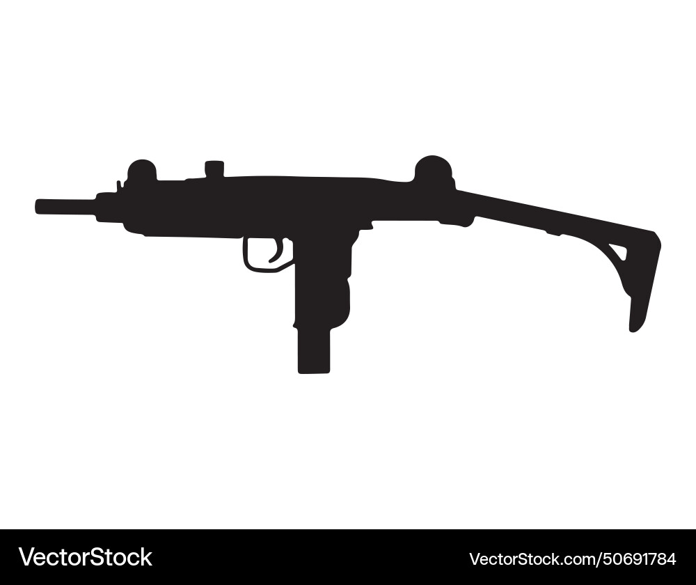 Uzi submachine gun silhouette art Royalty Free Vector Image