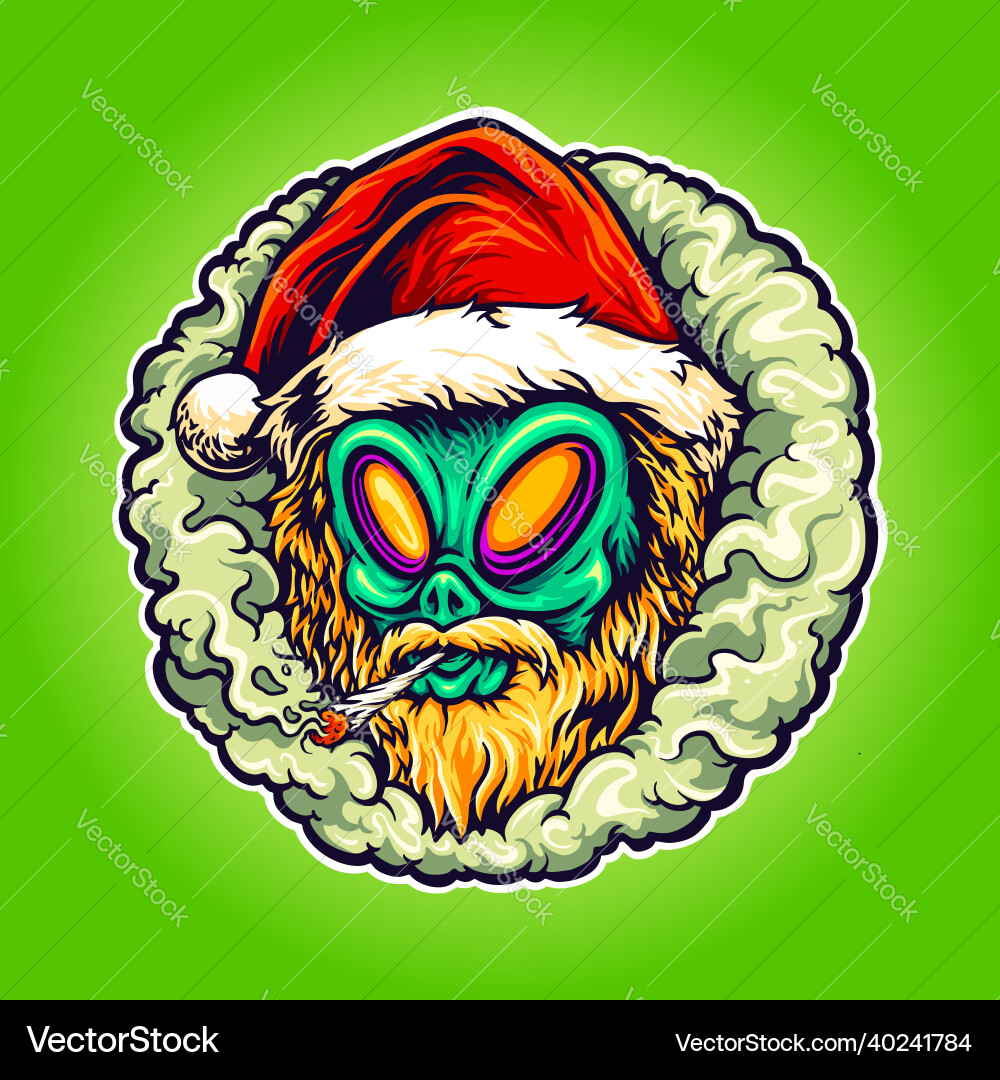 Weed Santa Alien Hat Royalty Free Vector Image