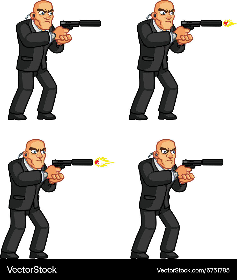 Body guard pistol shooting animation sprite Vector Image