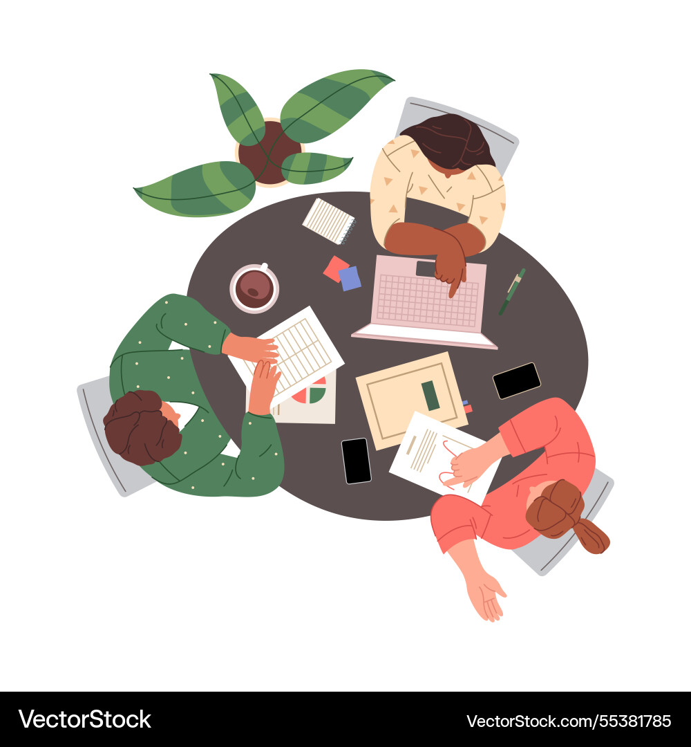 Business partners at round table top view Vector Image