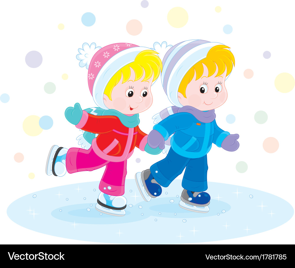 Children skating Royalty Free Vector Image - VectorStock