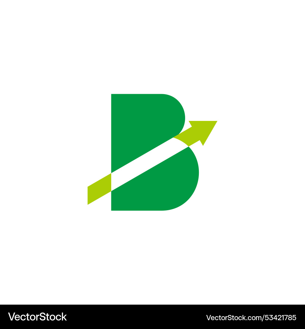 Letter b slice arrow simple geometric line logo Vector Image