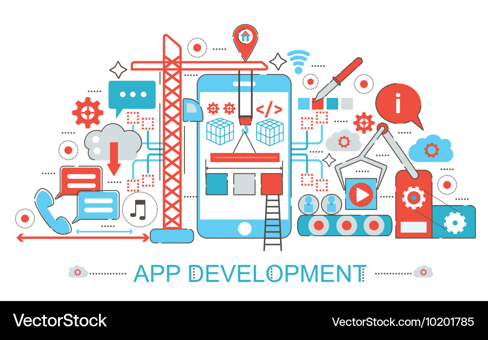 Modern flat thin line design app development Vector Image