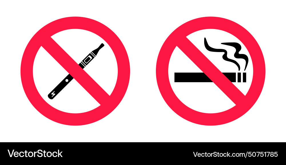 No smoking vaping signs set forbidden sign Vector Image