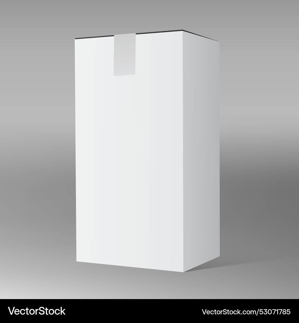 Realistic 3d white cardboard taped box Royalty Free Vector