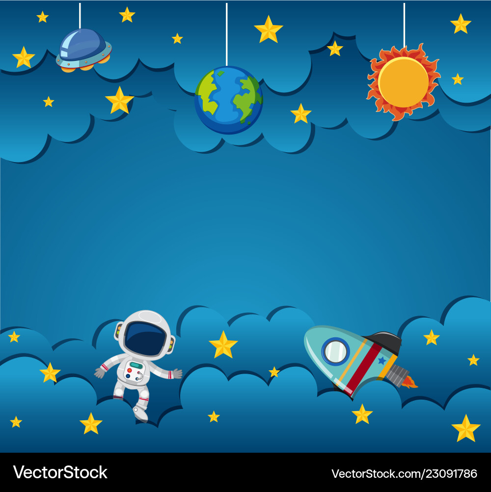 Astronaut on Blue Space Template Royalty Free Vector Image