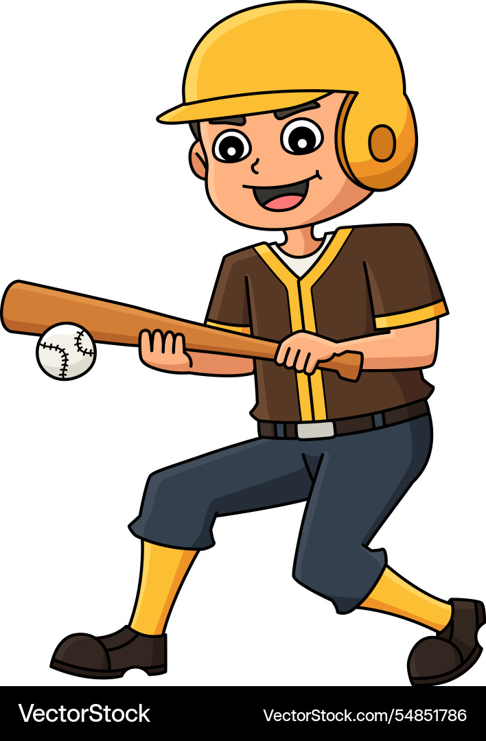 Baseball player bunt cartoon colored clipart Vector Image