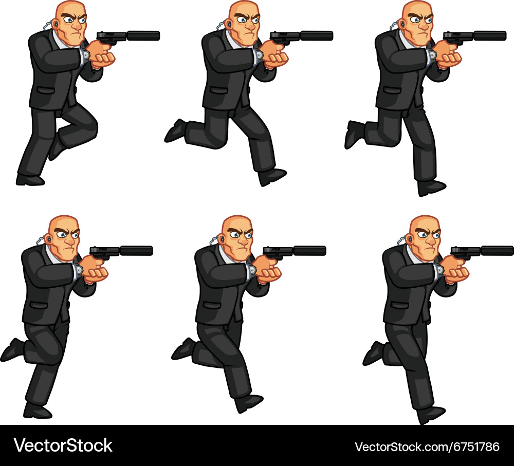 Body guard running animation sprite Royalty Free Vector
