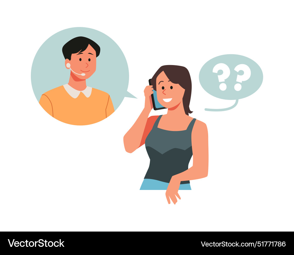 Customer support phone call Royalty Free Vector Image