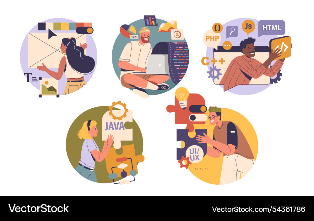 Diverse people cartoon characters engaged Vector Image