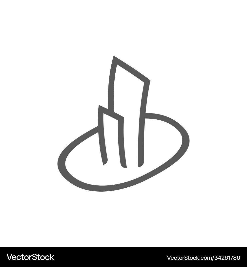 Doodle line city sky crapper logo Royalty Free Vector Image