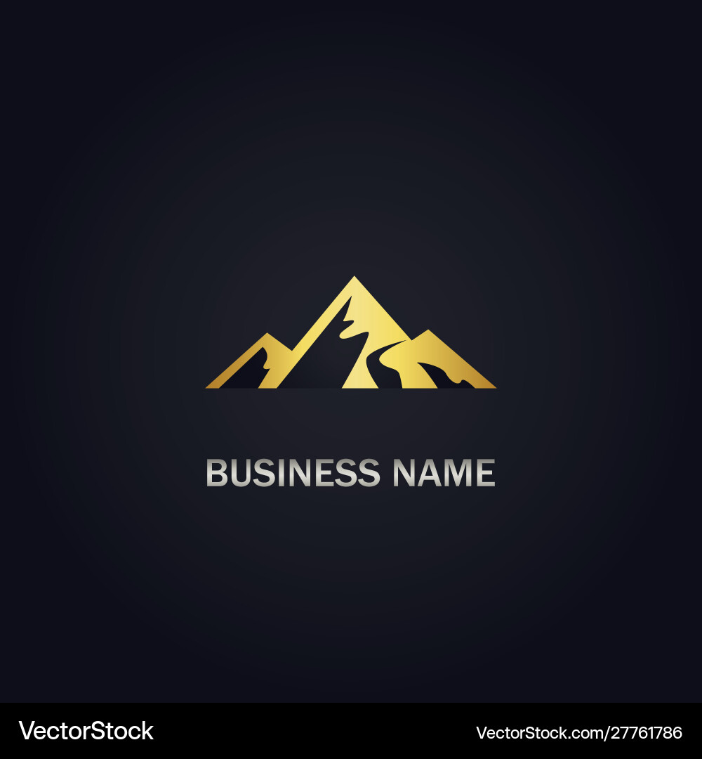 Gold mountain nature logo Royalty Free Vector Image