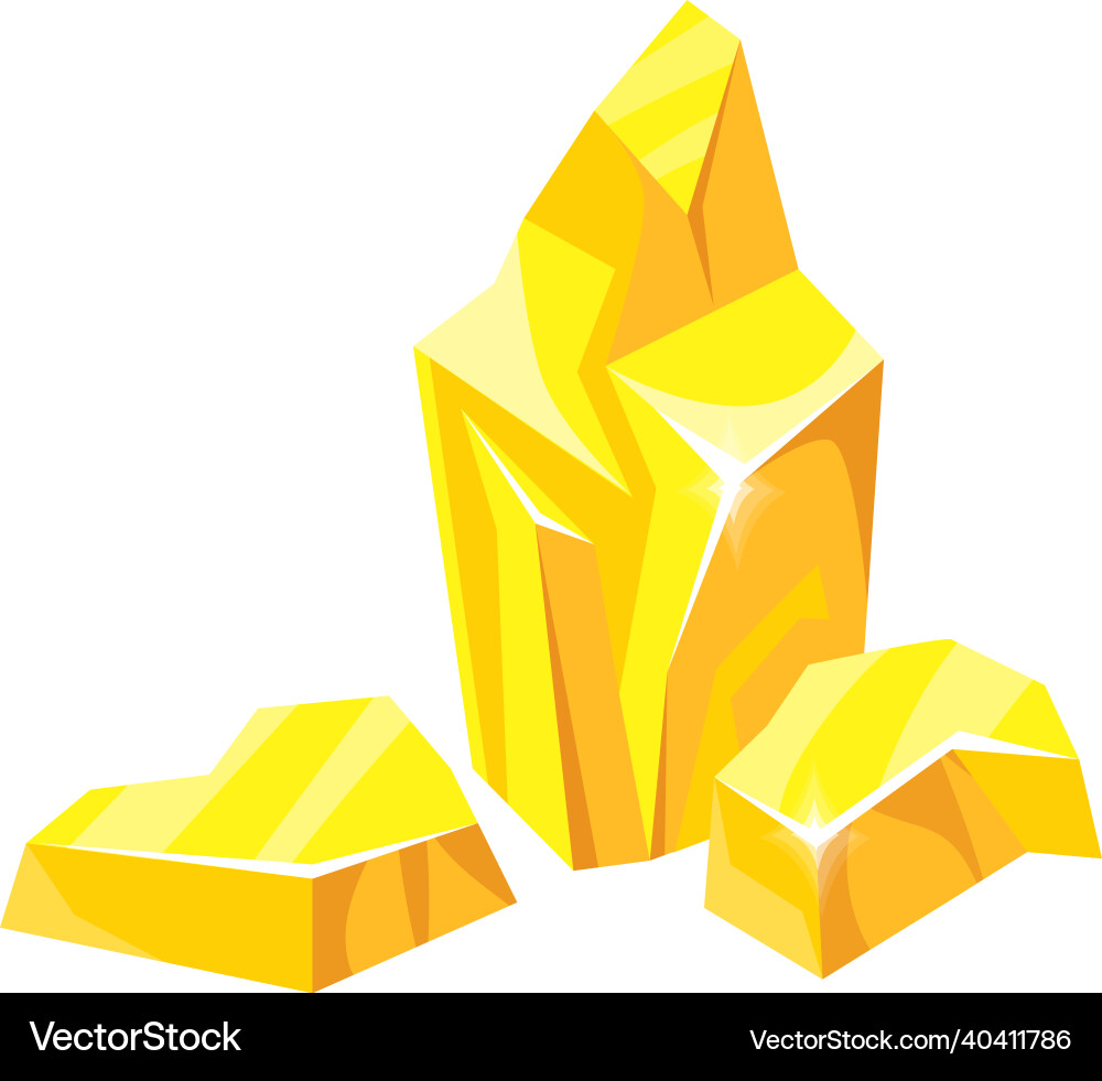 Golden block gold mine nuggets set big items Vector Image