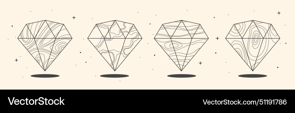 Modern magic witchcraft cards with diamonds Vector Image