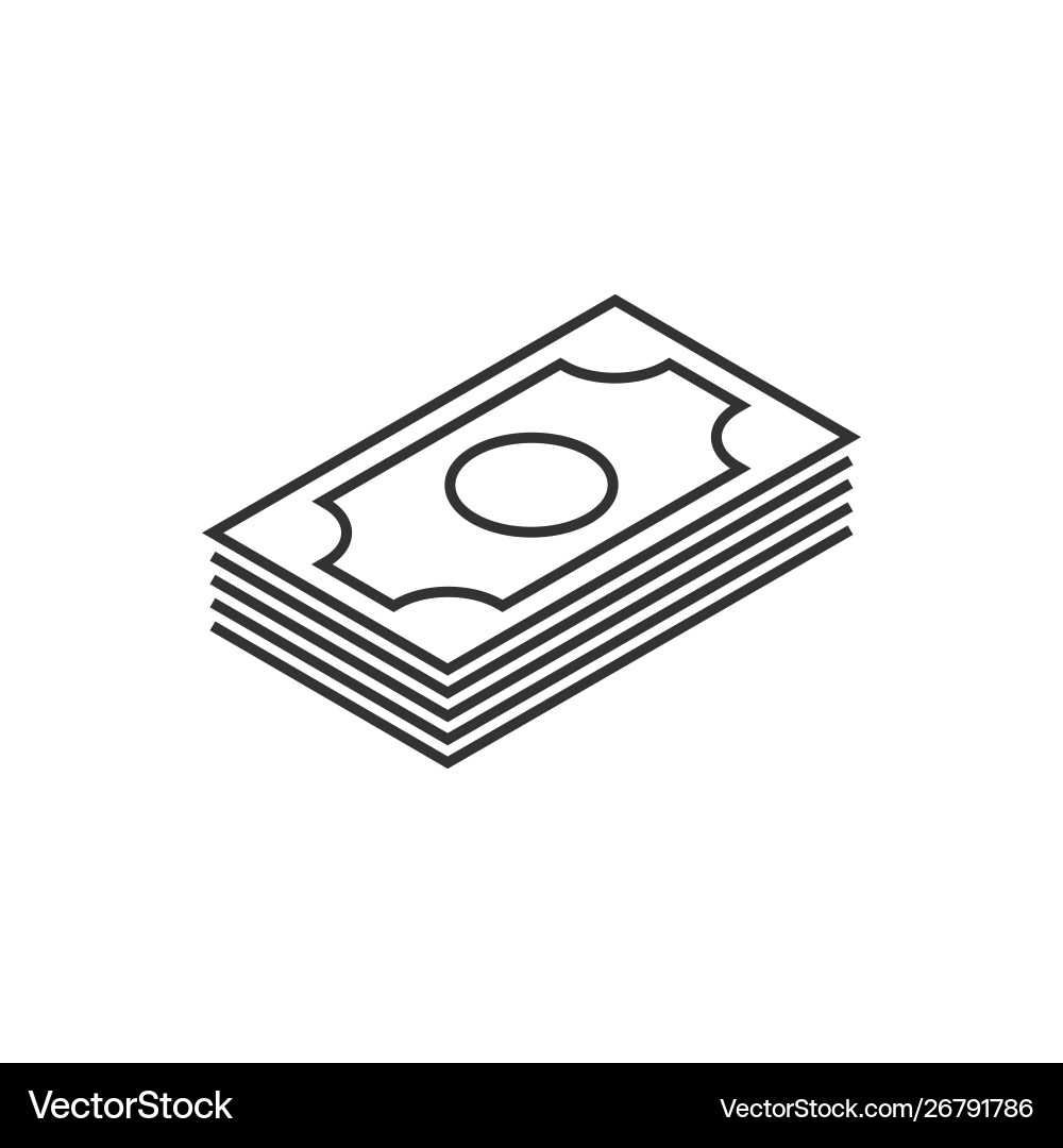 Money stack outline icon on white background Vector Image
