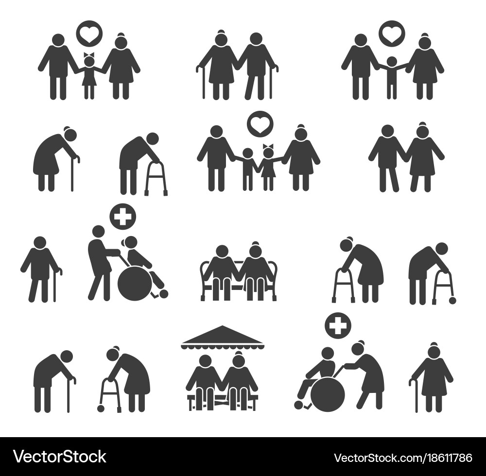 Retired people family Royalty Free Vector Image