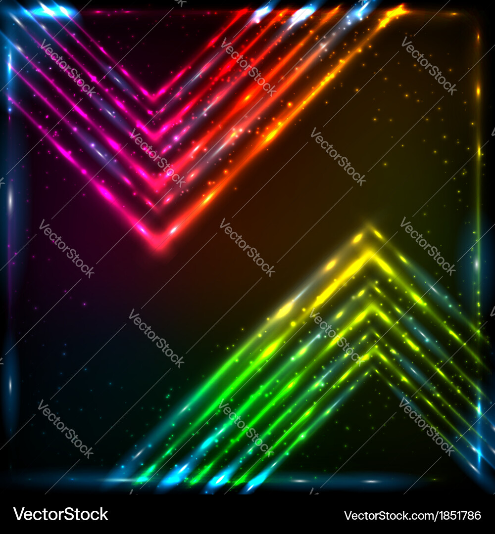 Shining neon arrows abstract background Royalty Free Vector